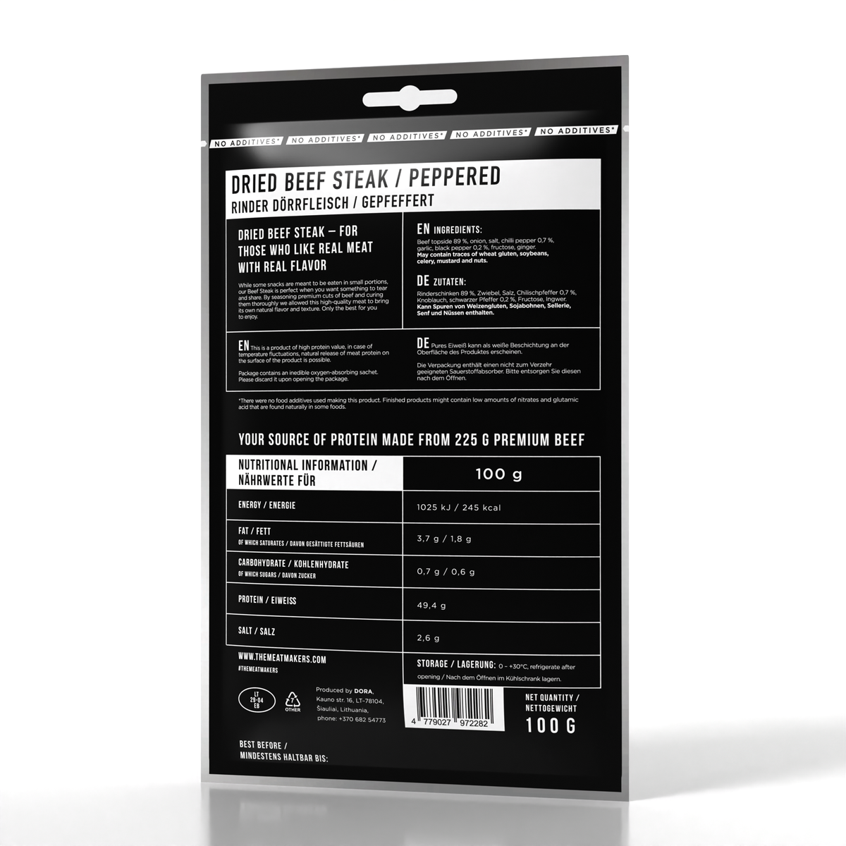 PEPPERED | DRIED BEEF STEAK 100G – The Meat Makers